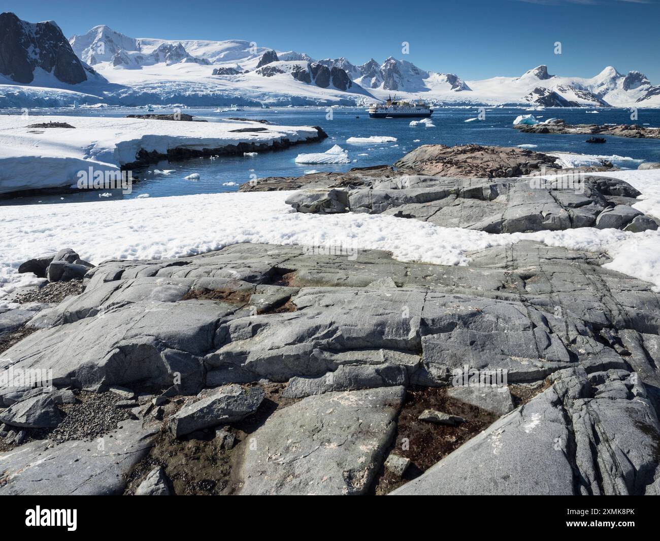 The cruise ship Ocean Nova in Penola Strait between Petermann Island ...