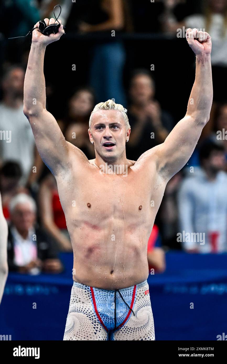 Paris, France. 28th July, 2024. Nicolo Martinenghi of Italy celebrates ...
