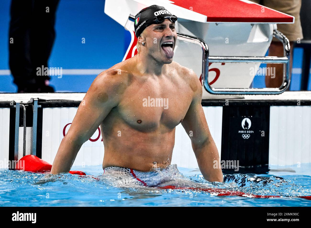 Paris, France. 28th July, 2024. Nicolo Martinenghi of Italy celebrates ...