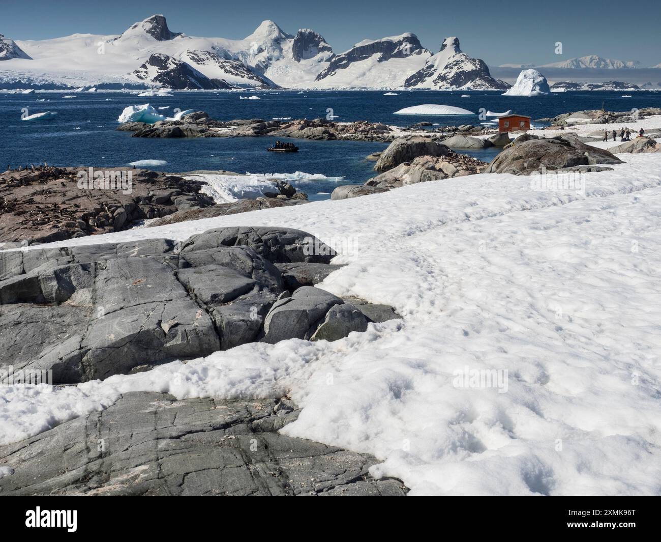 Tourists disembarking at Point Circumcision, Petermann Island. Wilhelm ...