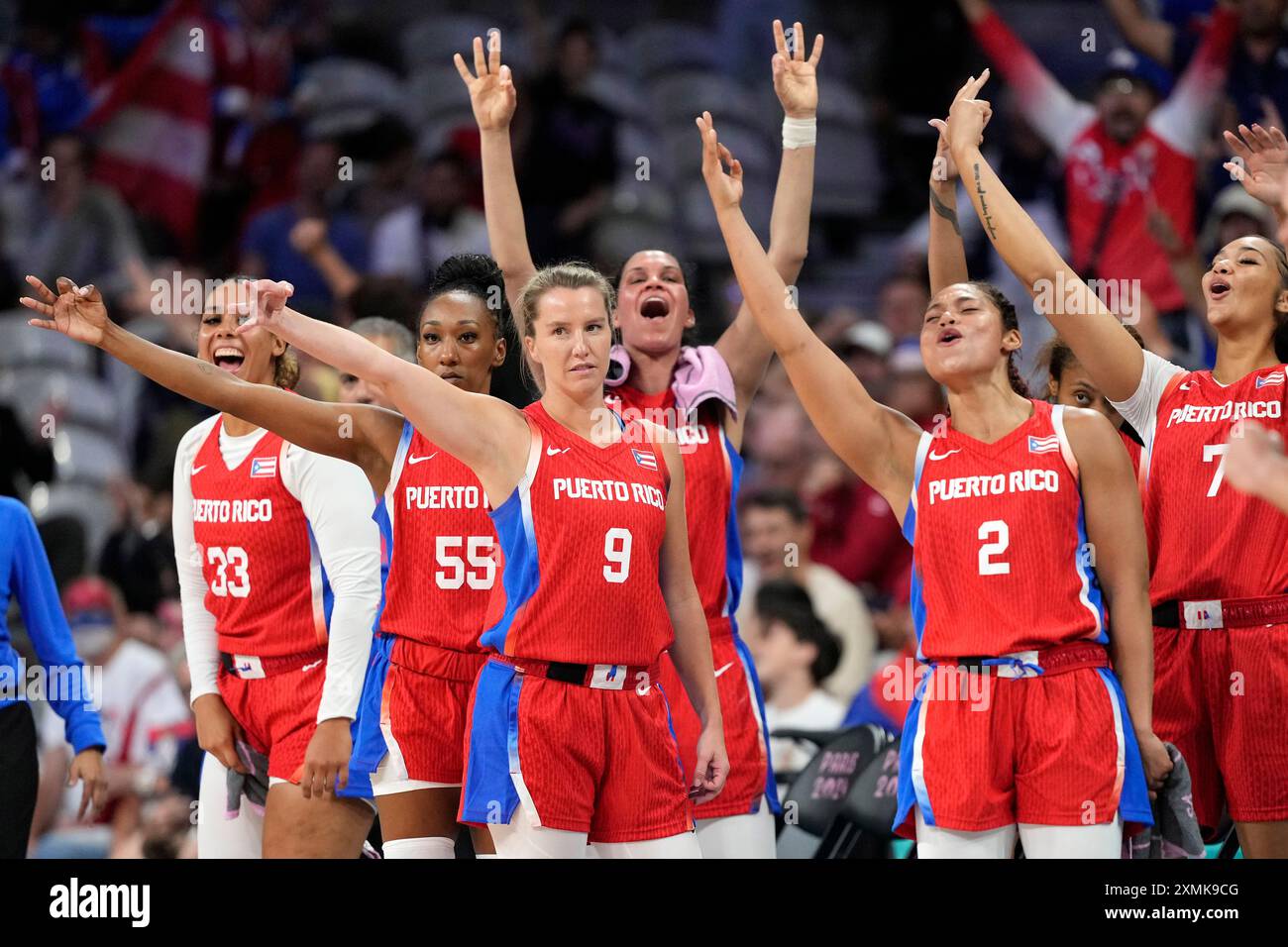 Member of team Puerto Rico celebrate from the bench after the scored in ...