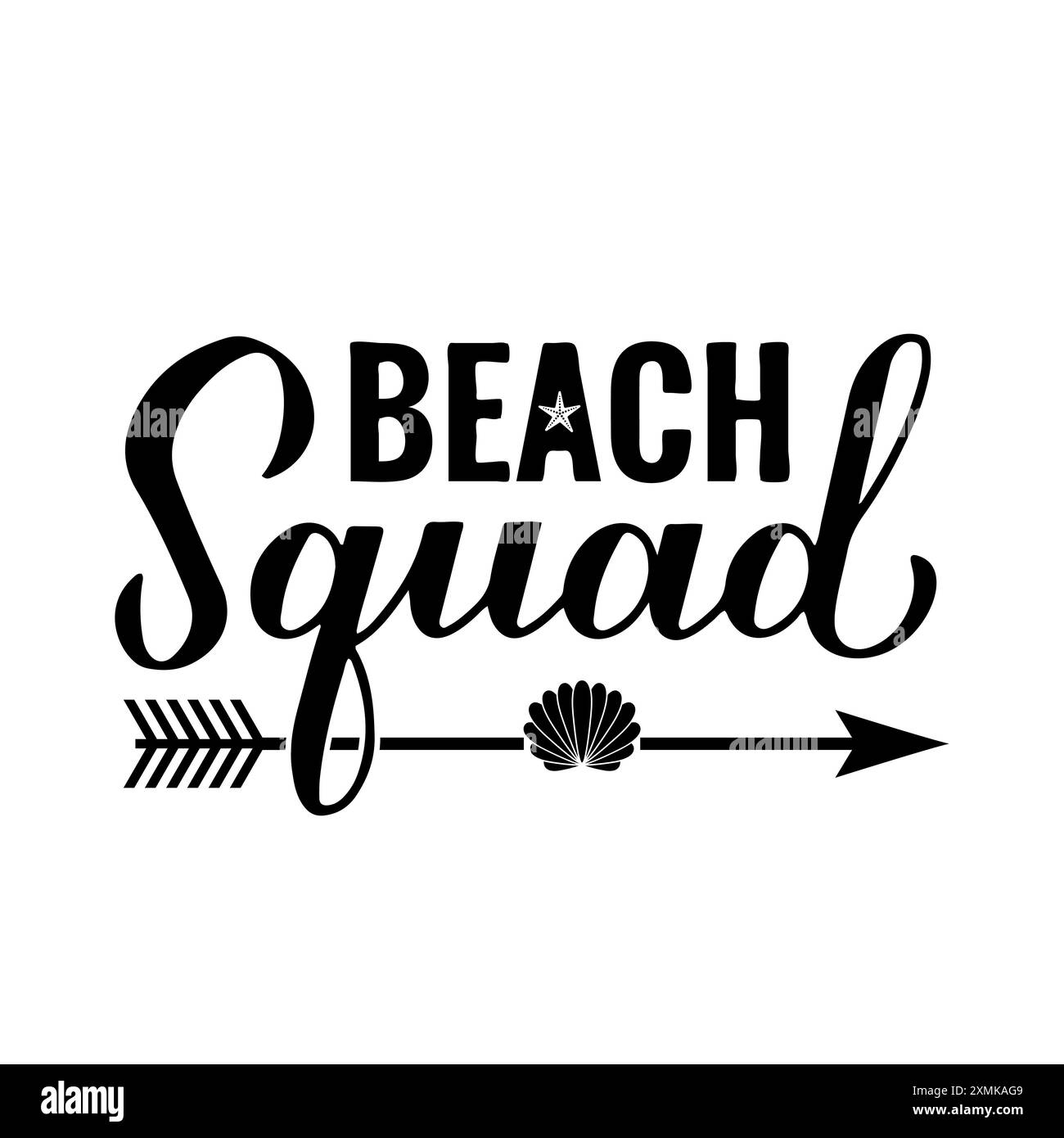 Beach squad calligraphy hand lettering. Funny summer quote. Vector ...