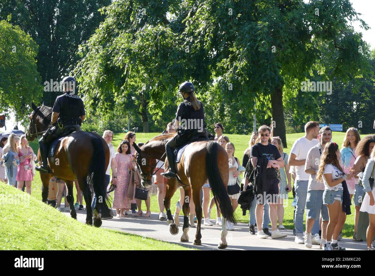 Taylor Swift concert in Munich Olympiapark, Summer 2024. Mounted police ...