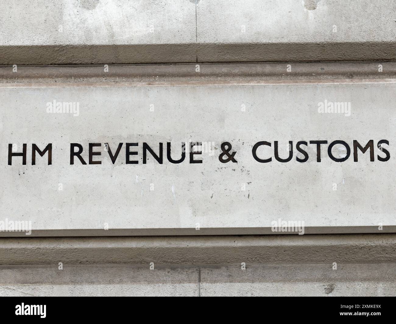 Close-up view of the HM Revenue And Customs name-plate at the main ...