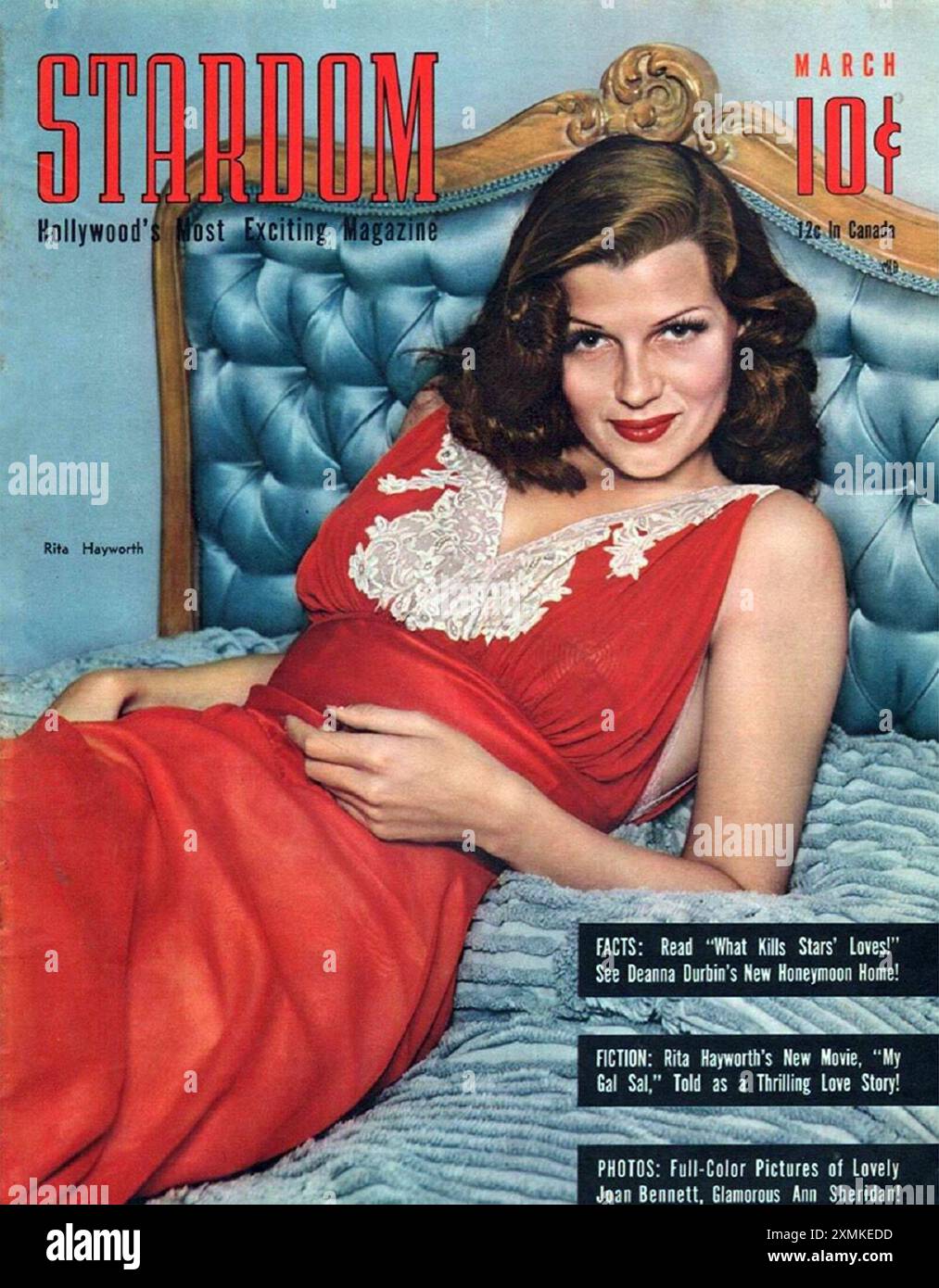 Rita Hayworth, American actress, on the cover of Stardom magazine ...