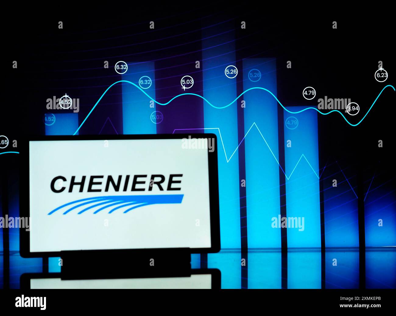 In this photo illustration, a Cheniere Energy, Inc. logo seen displayed ...