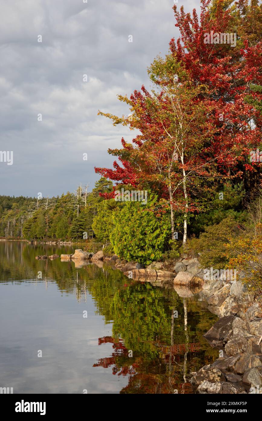 Autumn reflection, Eagle Lake, Acadia National Park, Maine Stock Photo ...