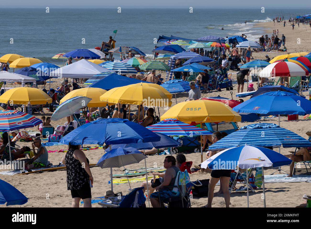 Colorful umbrellas, South Indian River Inlet Beach, Delaware Seashore ...