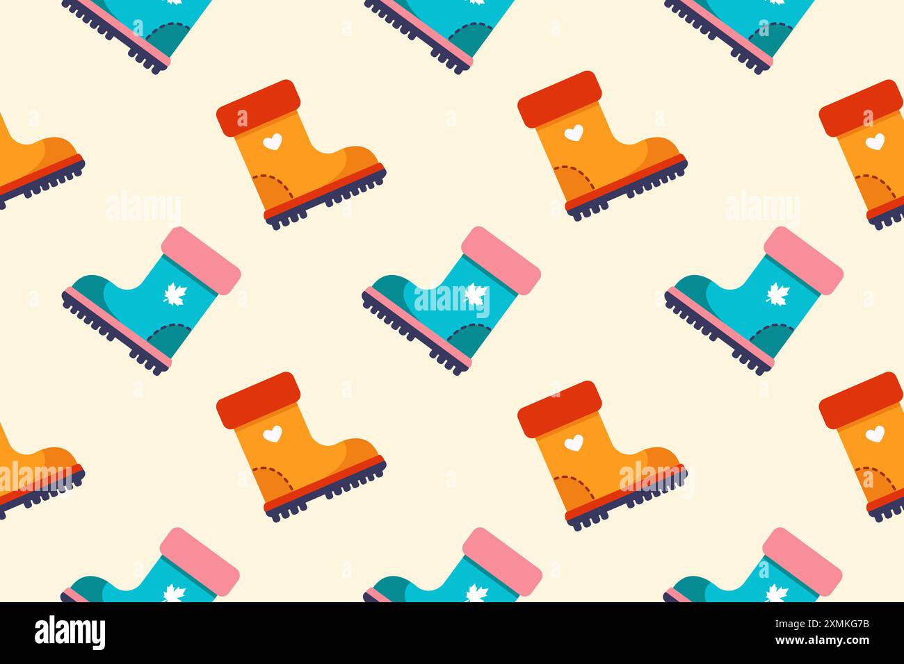 Autumn pattern with multicolored boots. Vector illustration Stock ...