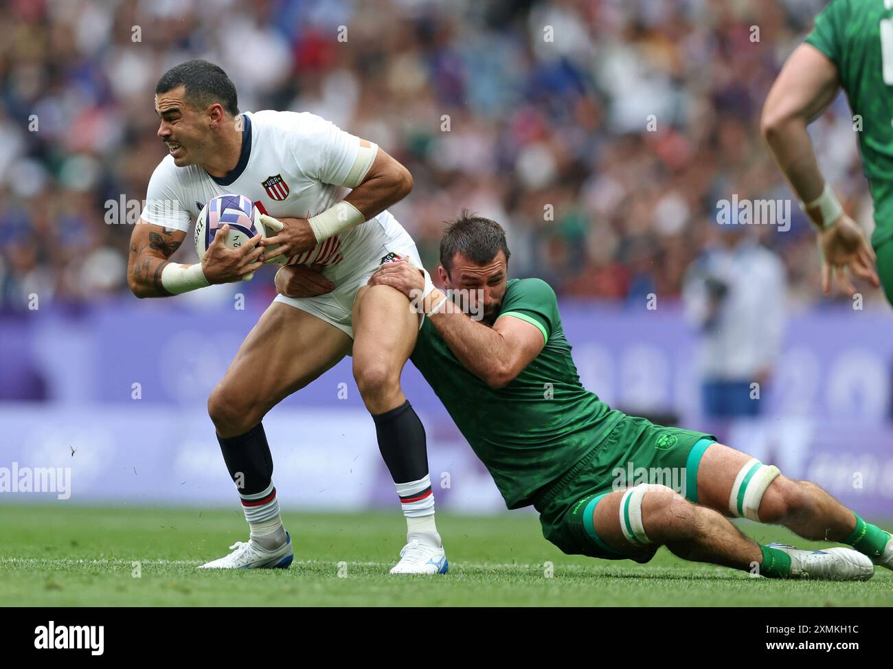 PARIS, FRANCE - JULY 27: Harry McNulty of Team Ireland tackles Adam ...