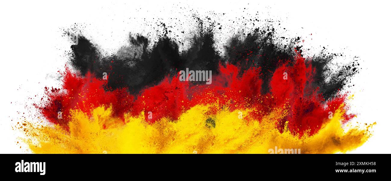 colorful german flag black red gold yellow color holi paint powder ...