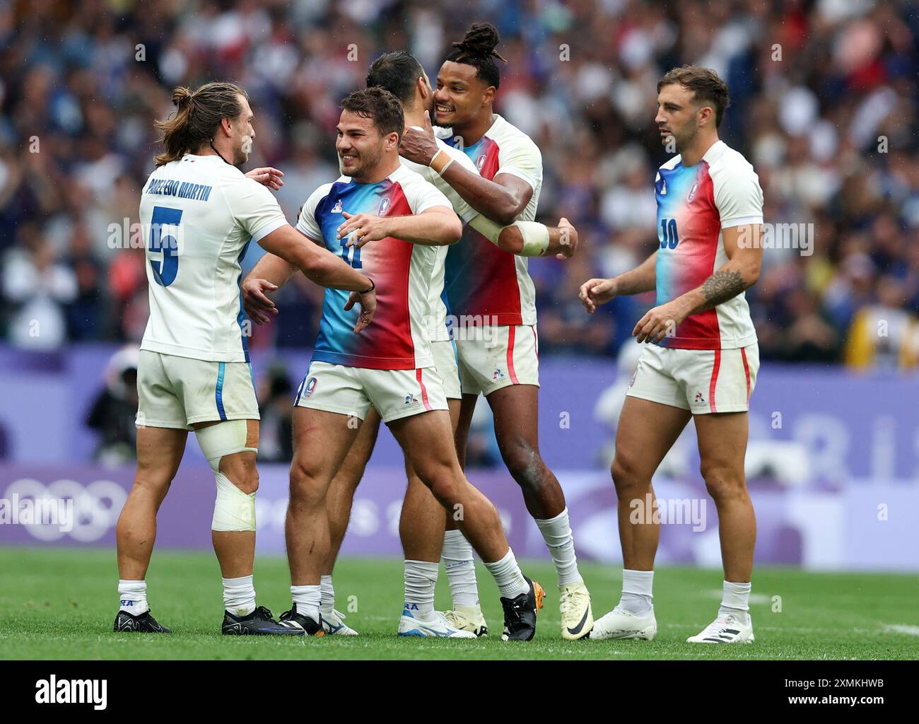 PARIS, FRANCE - JULY 27: Antoine Dupont of Team France, Stephen Parez ...