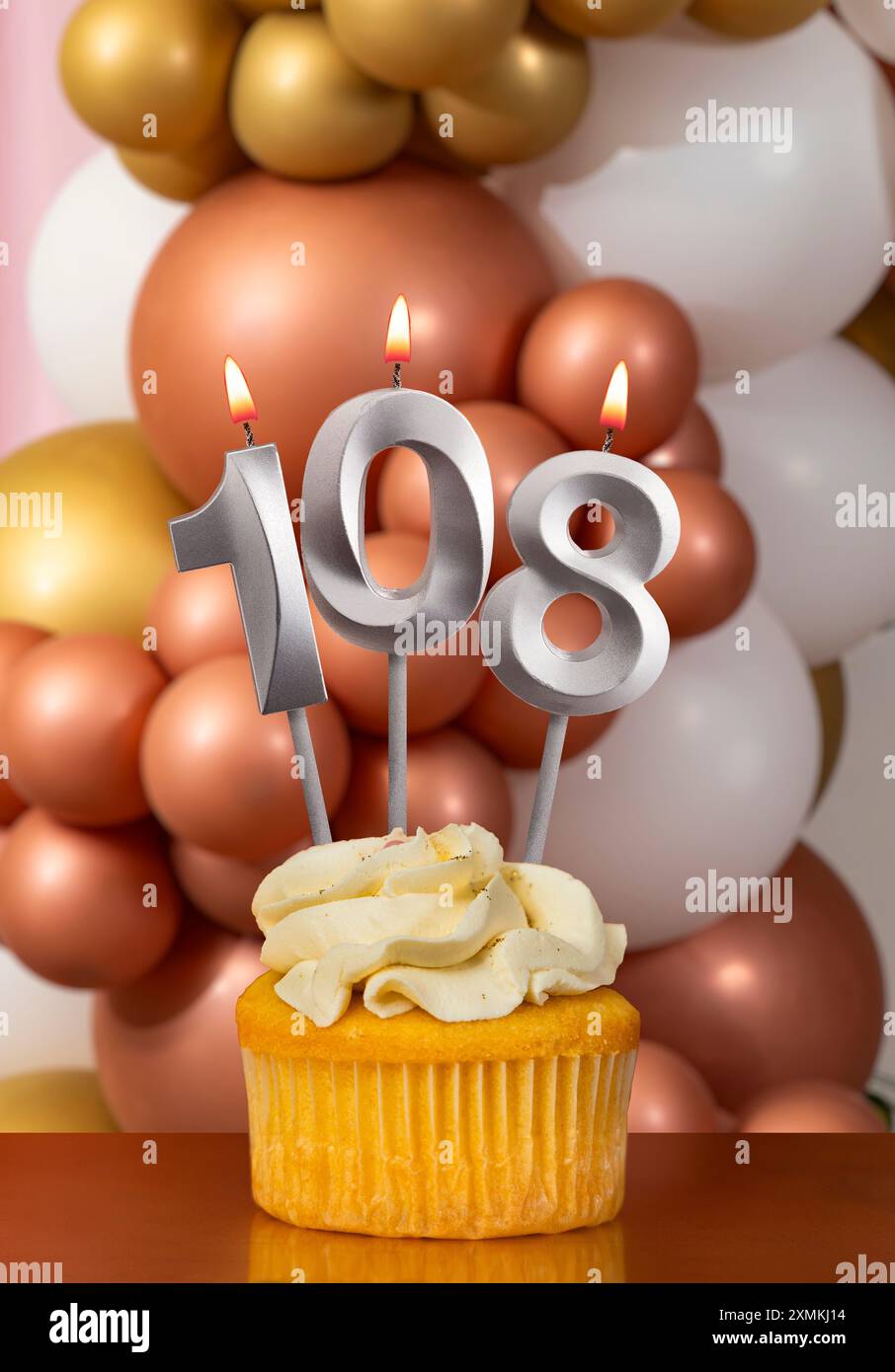 Birthday candle number 108 - Celebration balloons background Stock ...