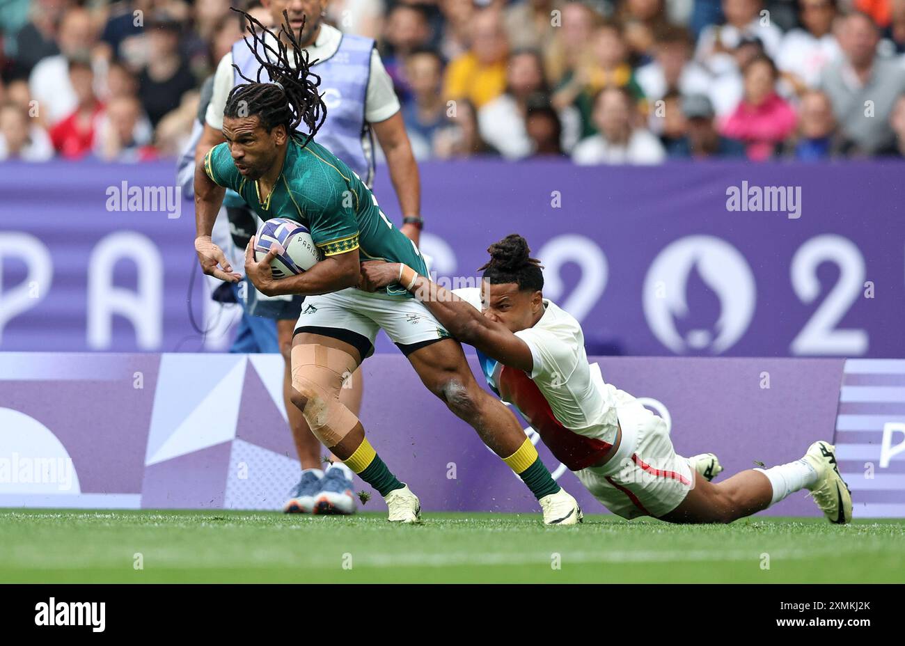 PARIS, FRANCE - JULY 27: Jefferson Lee Joseph of Team France tackles ...