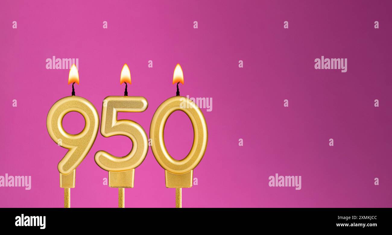 Candle number 950 in purple background - birthday card Stock Photo - Alamy