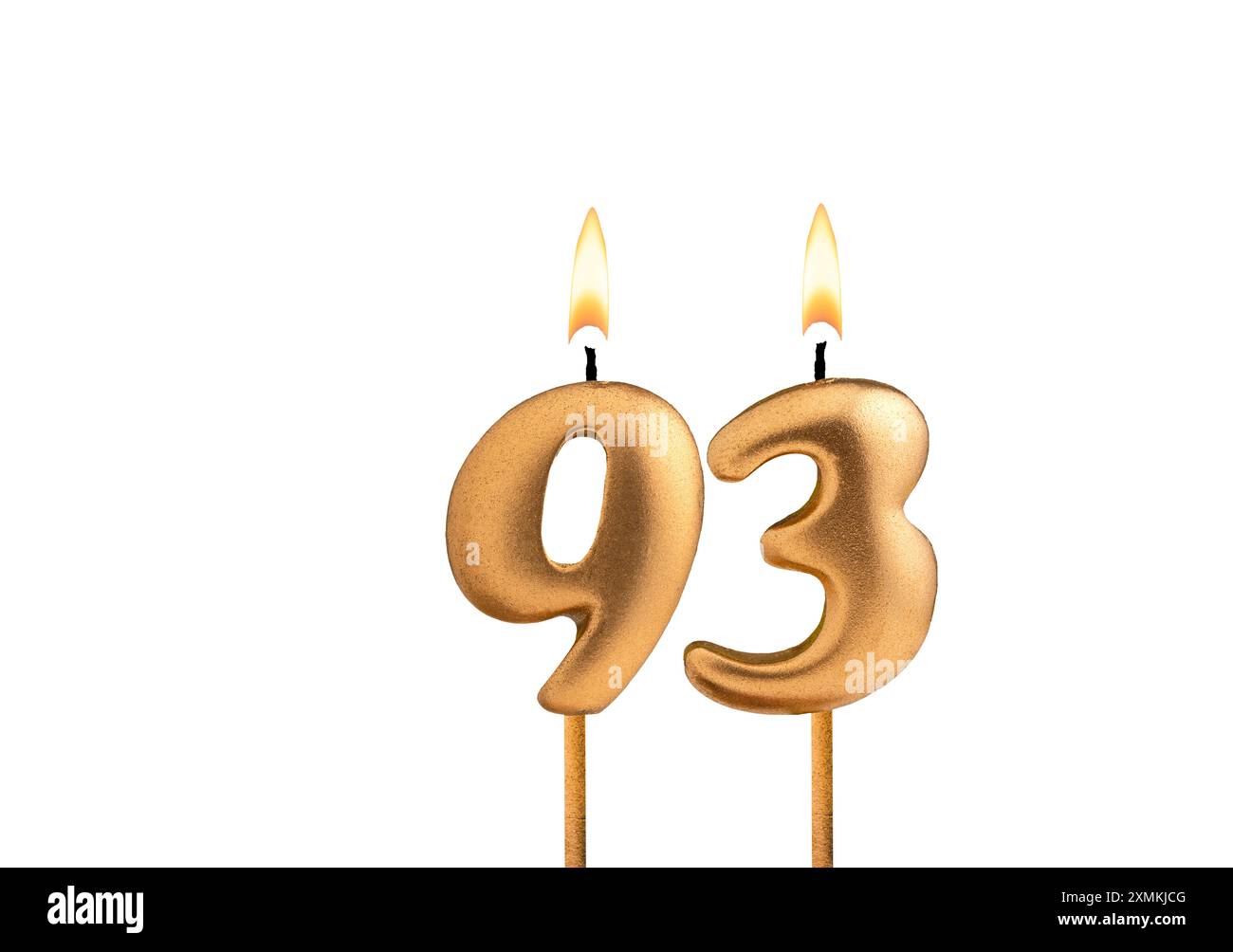 Golden candle number 93 - Birthday on white background Stock Photo - Alamy