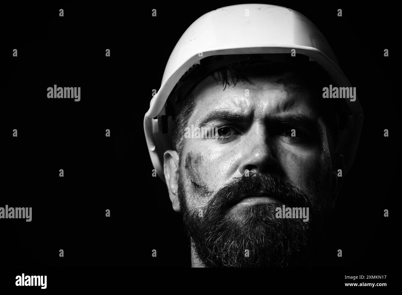 Builder man. Male builder, civil engineer in hard hat. Industrial ...