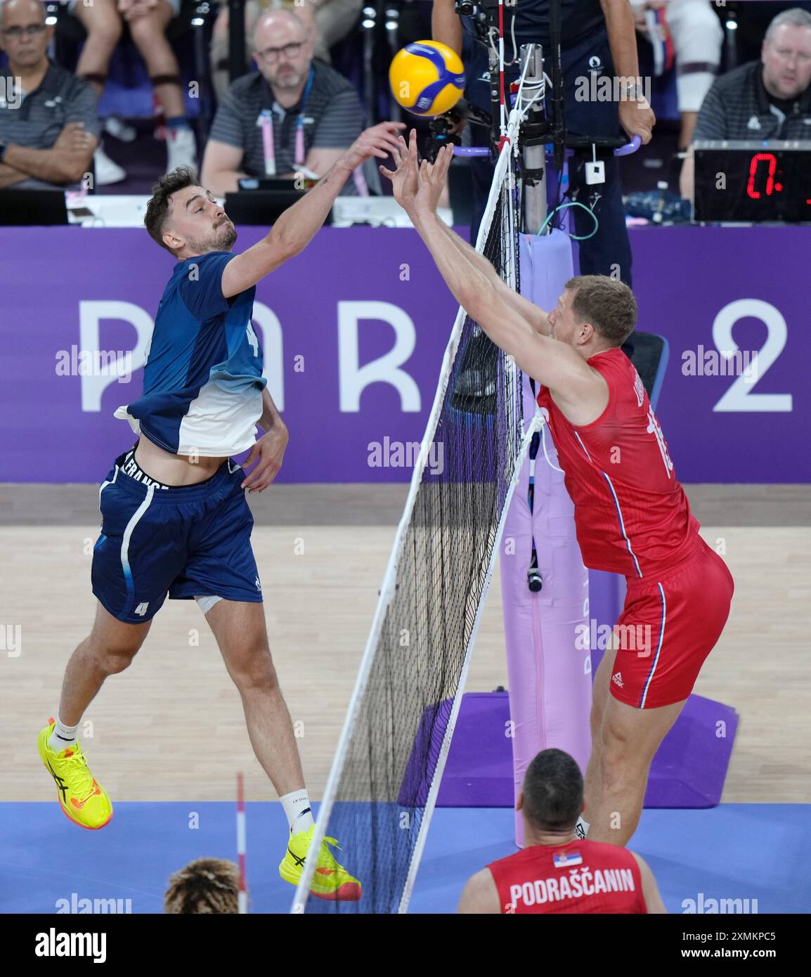 Paris, France. 28th July, 2024. Jean Patry (L) of France attacks during ...