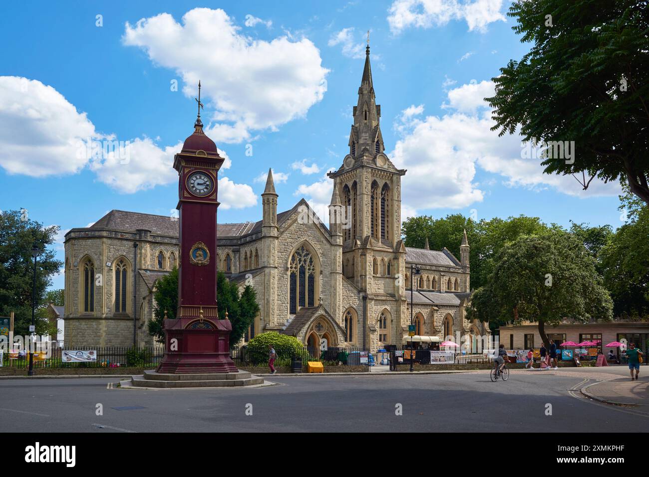 The Victorian Highbury Clock Tower, London UK, with Christ Church ...