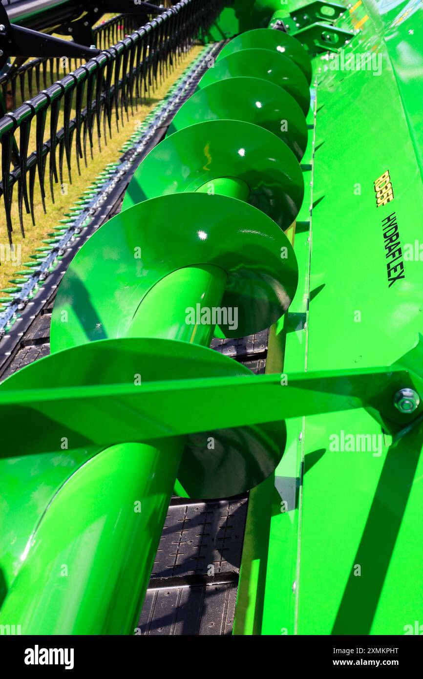 Close ups of blades of new John Deere combine harvester at Driffield ...