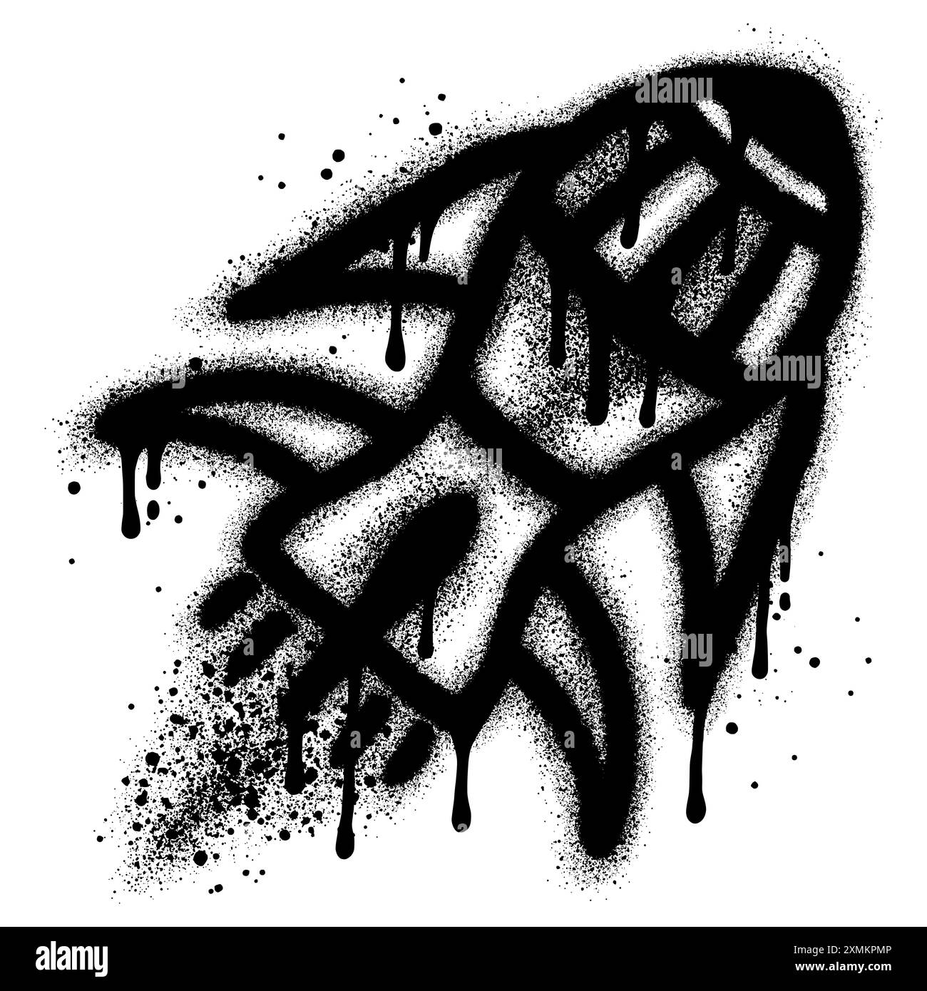 Spray Painted Graffiti rocket ship isolated with a white background ...