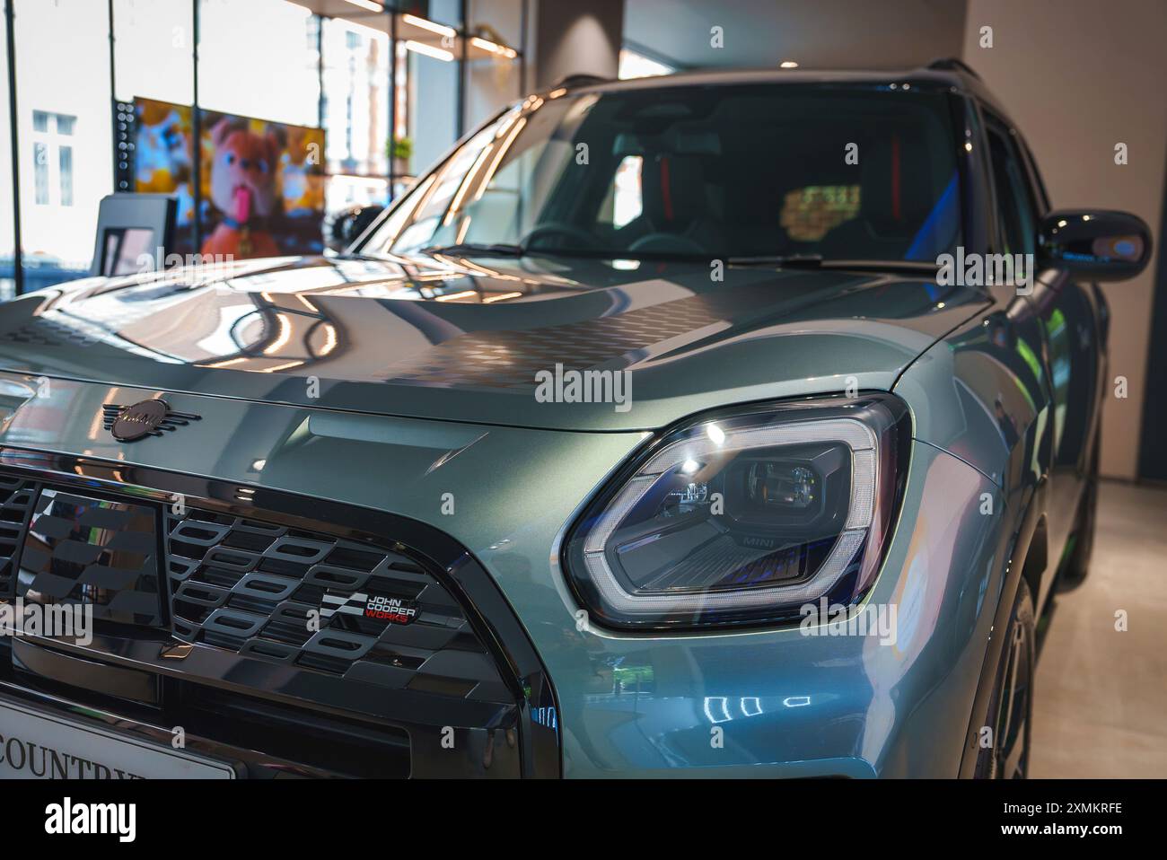 Metallic Green Mini Countryman with John Cooper Works Badge in Showroom ...