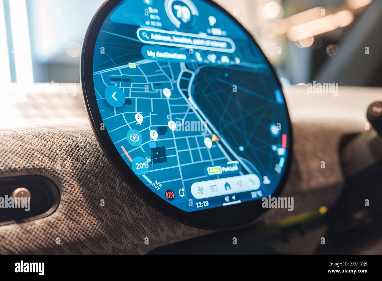 Close-Up of Modern Car's Digital Navigation Display Showing Park Lane ...