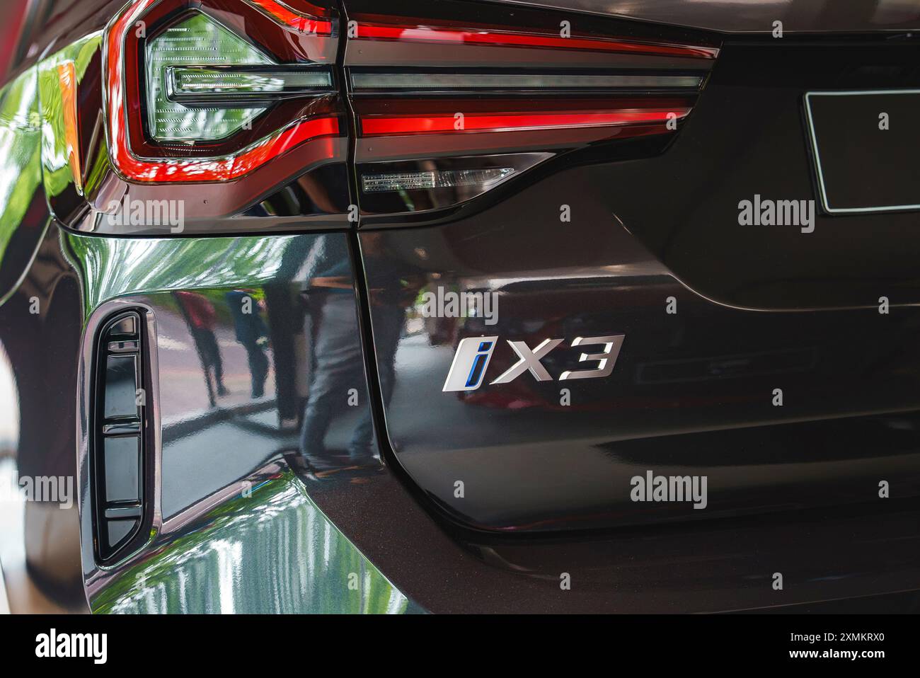 Rear View of Black BMW iX3 Luxury Electric SUV in London Showroom Stock ...