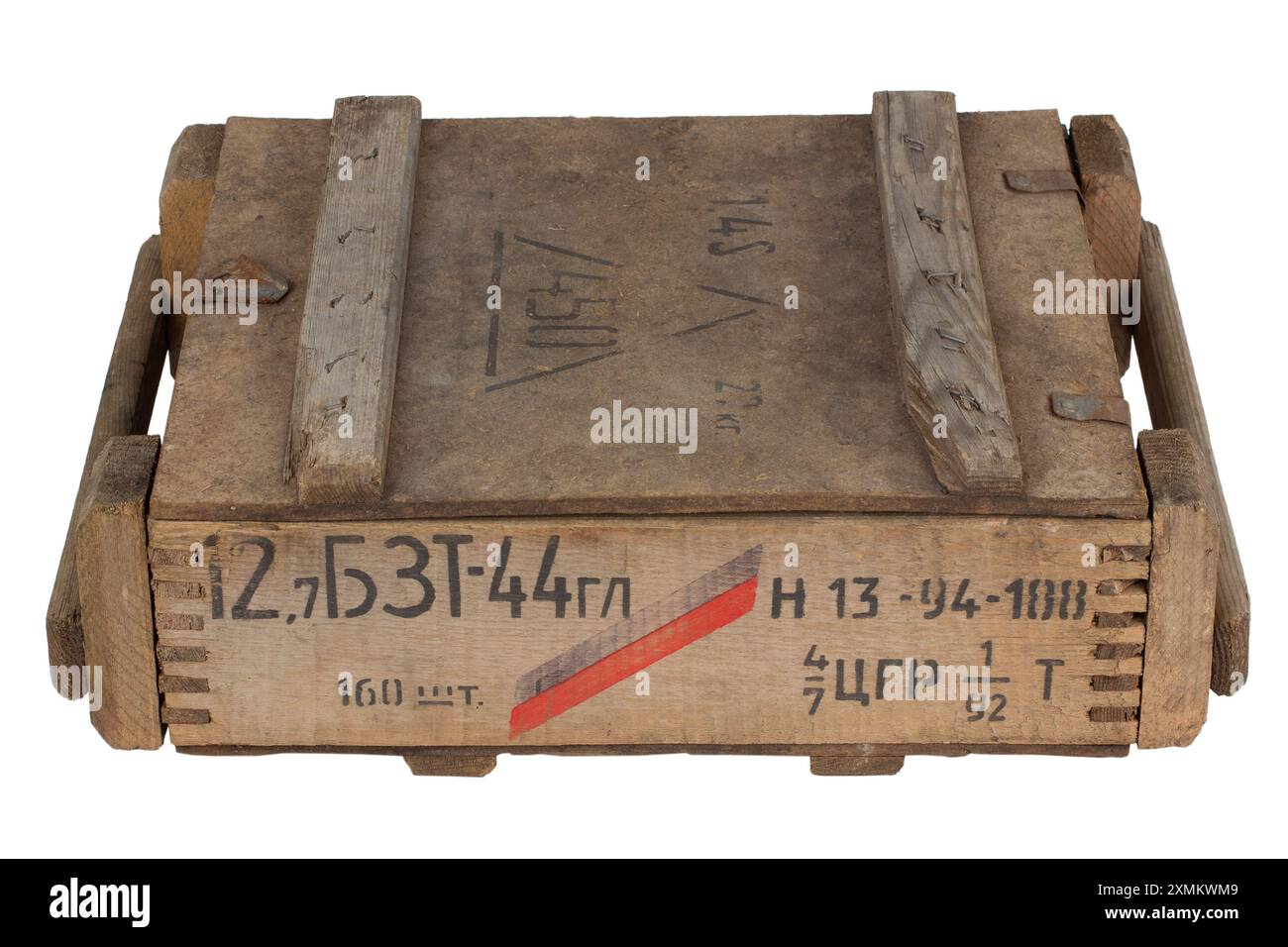 Soviet army crate for 12.7mm ammunition. Text in russian - type of ...