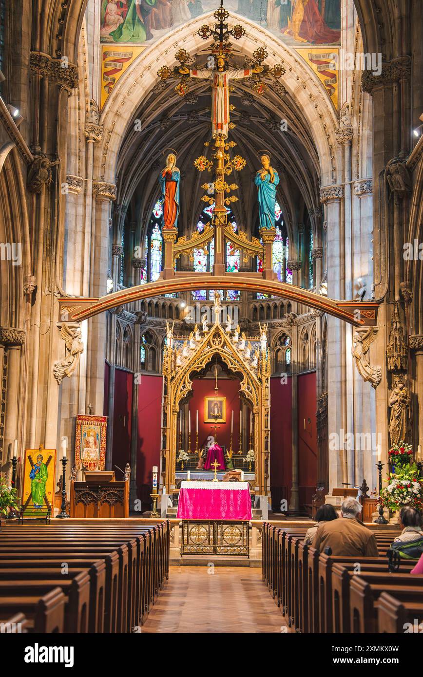 Ornate Altar and Gothic Architecture in Historic Cambridge Church ...
