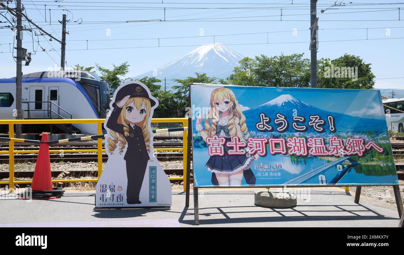 fujikawaguchiko, Japan -2024 May 5:Takami poster stand in station ...