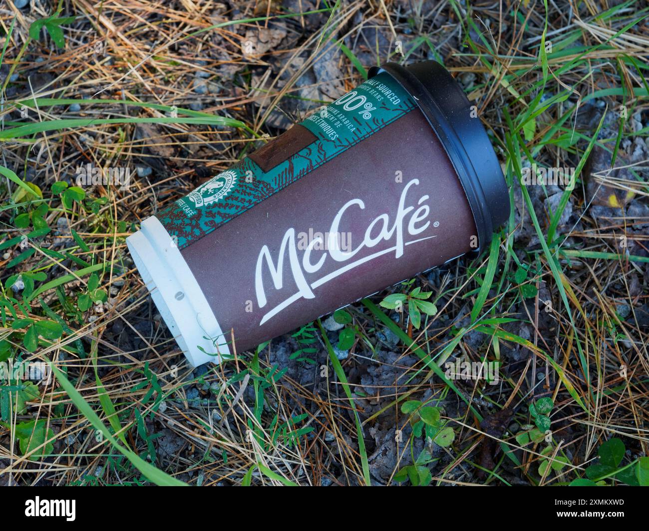 Empty discarded McCafe paper coffee cup.Quebec,Canada Stock Photo - Alamy