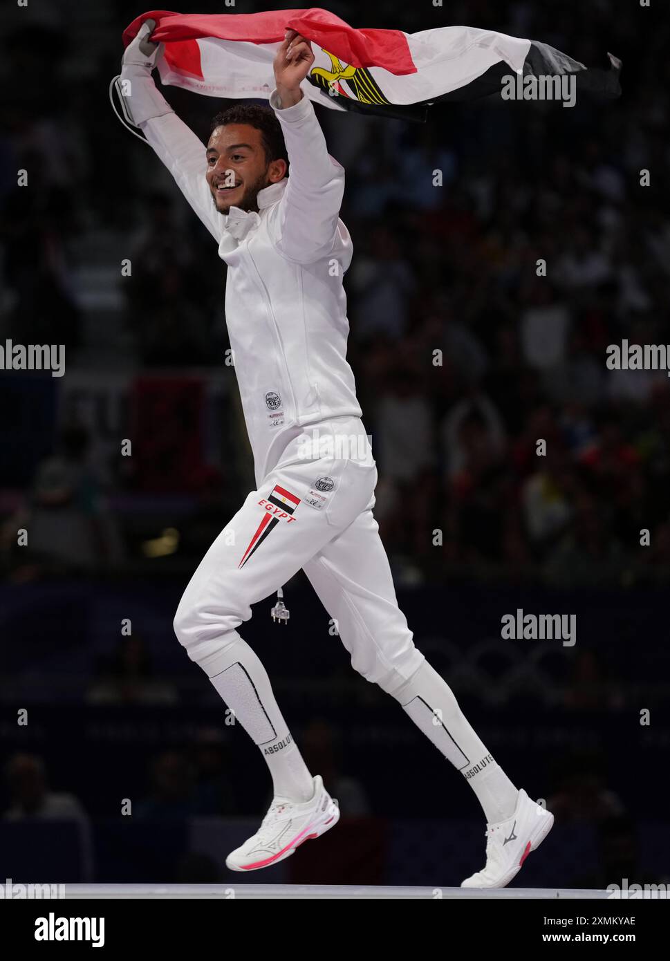 Paris, France. 28th July, 2024. Mohamed Elsayed of Egypt celebrates ...