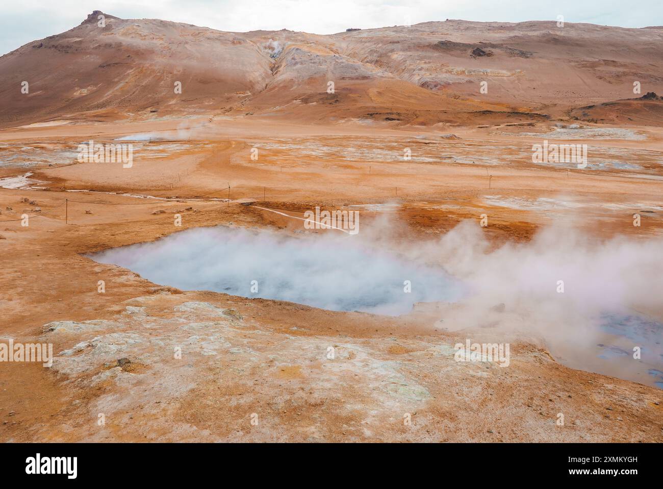 Steaming Hot Springs and Rocky Terrain in Iceland's Geothermal Area ...