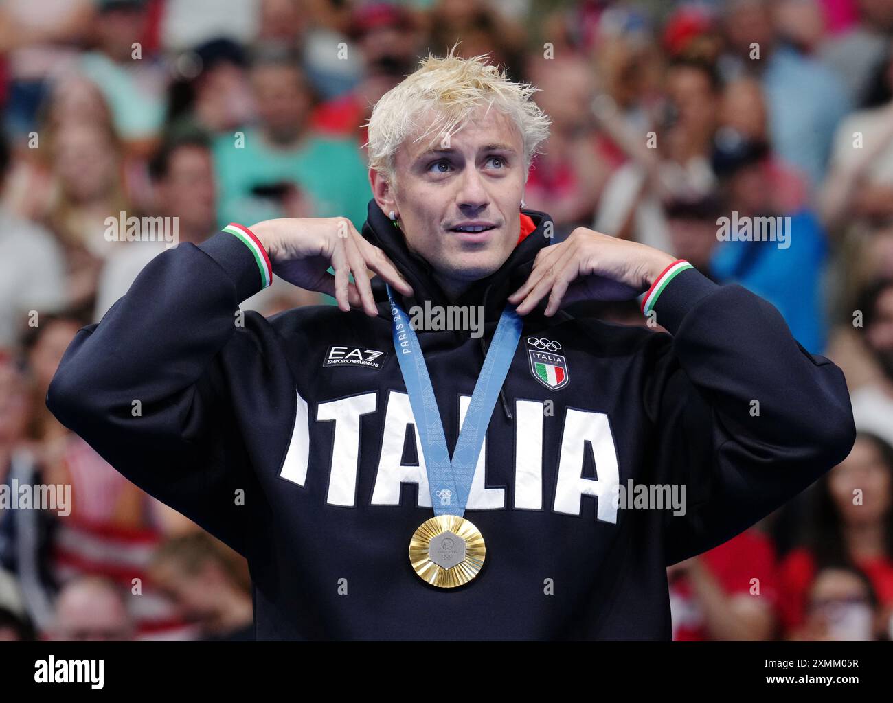 Paris, France. 28th July, 2024. Gold medalist Nicolo Martinenghi of ...