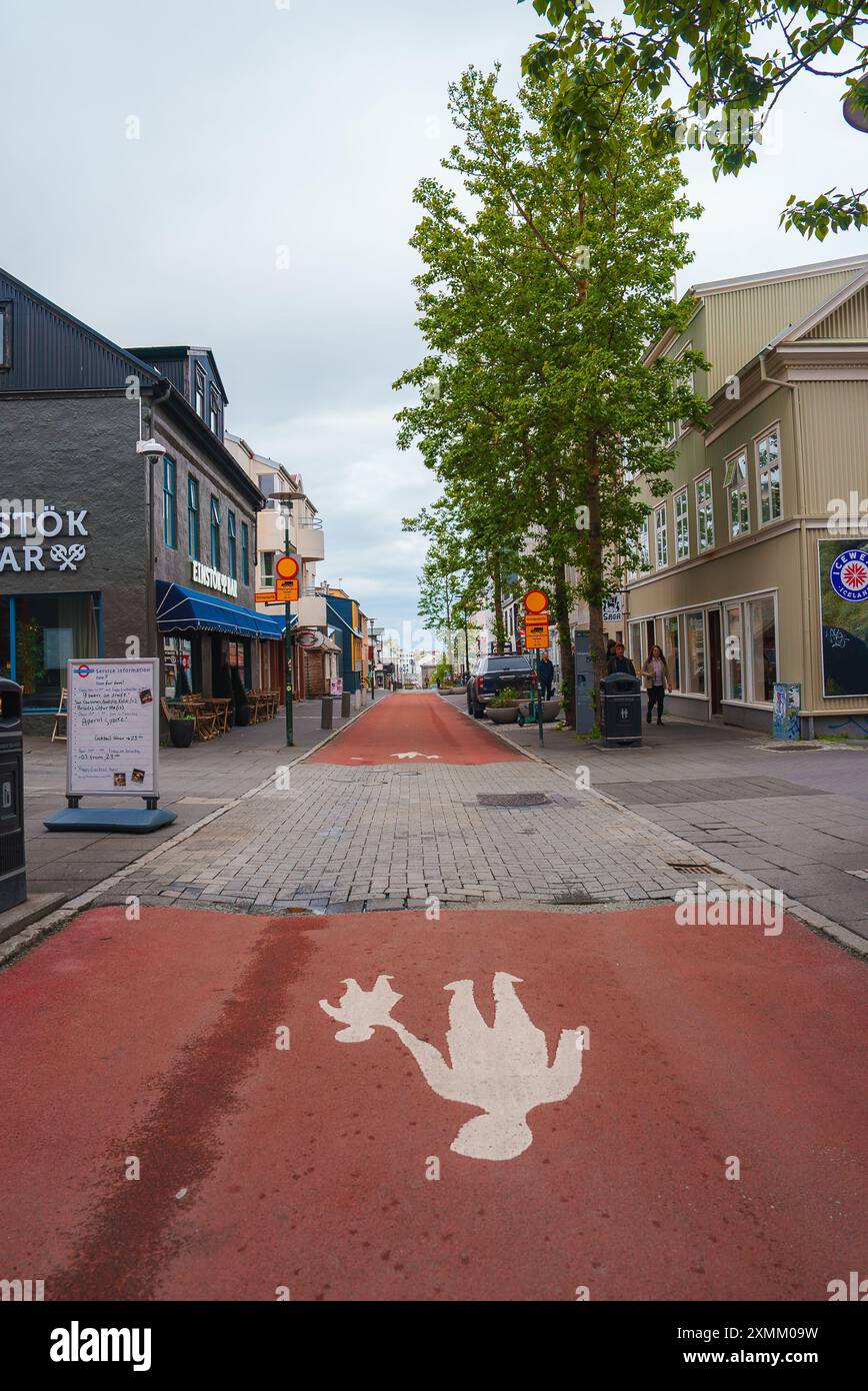 Pedestrian-Friendly Street Scene in Reykjavik with Colorful Buildings ...