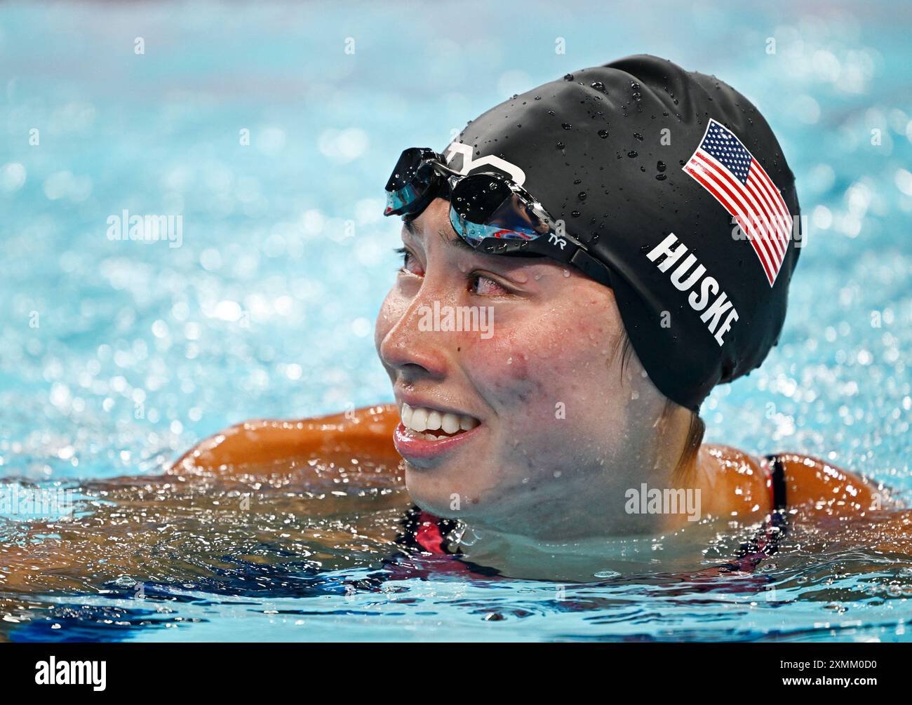 Paris, France. 28th July, 2024. Torri Huske of the United States reacts ...