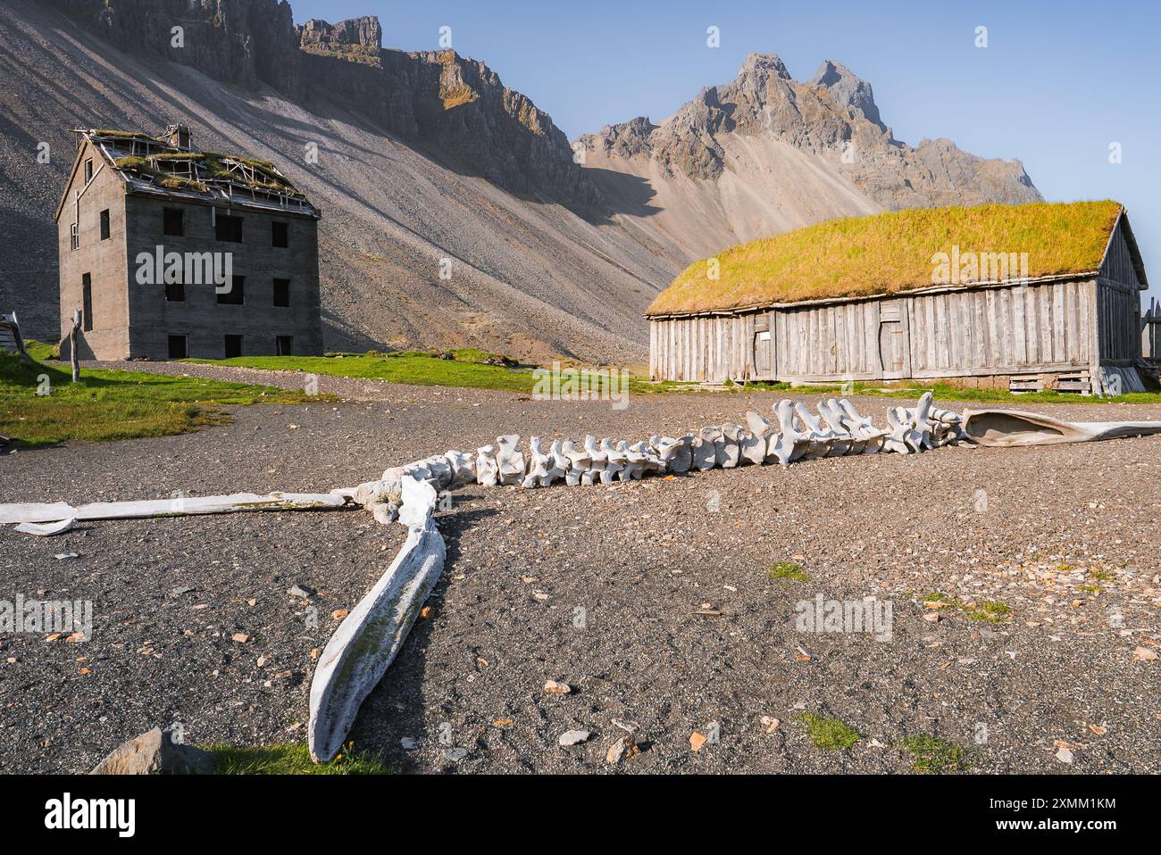 Abandoned Stone House and Traditional Wooden Structure with Whale ...