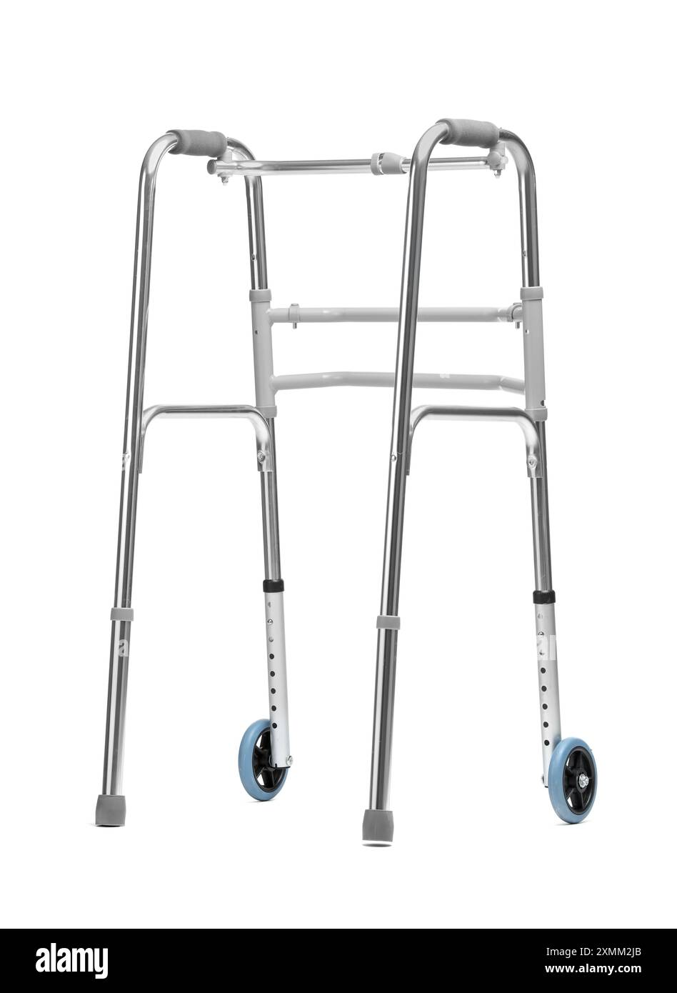 One metal walking frame isolated on white Stock Photo - Alamy