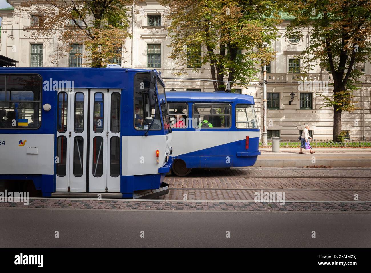 Picture of trams running in the streets of riga, operated by Rigas ...