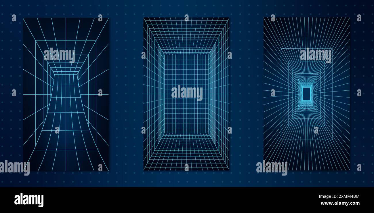 3D Wireframe Abstract Tunnel Grid Design Stock Vector Image & Art - Alamy