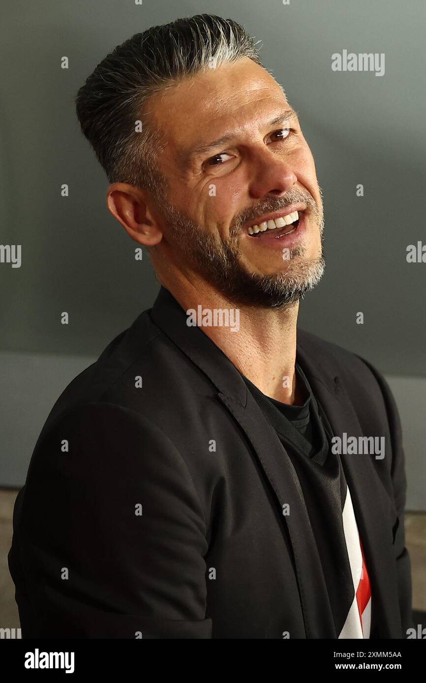 River Plate’s head coach Martin Demichelis gestures at his farewell ...
