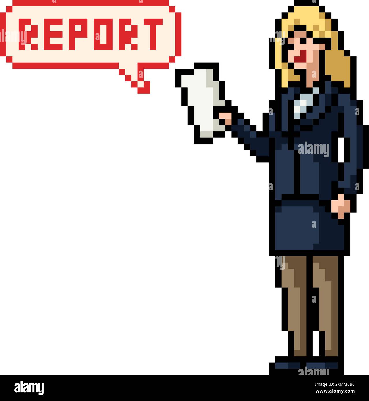 pixel art of woman secretary report isolated background Stock Vector ...
