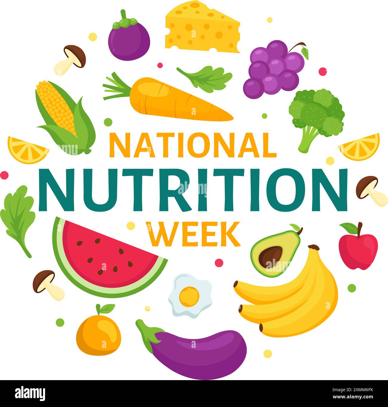 National Nutrition Week Day Vector Illustration on September 7 with ...