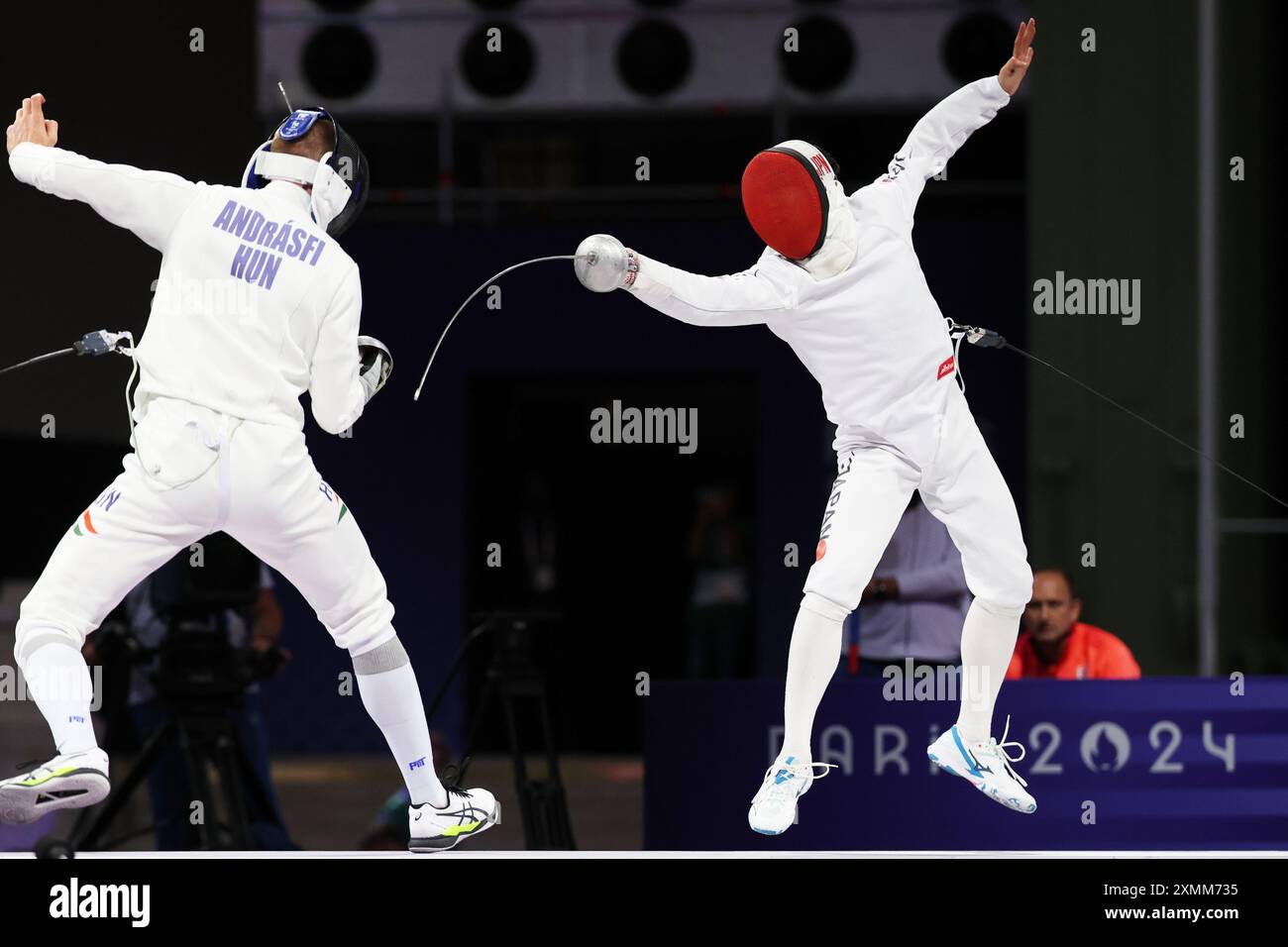 Paris, France. 28th July, 2024. (L-R) Tibor Andrasfi (HUN), Koki Kano ...