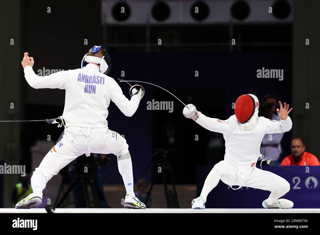 Paris, France. 28th July, 2024. (L-R) Tibor Andrasfi (HUN), Koki Kano ...