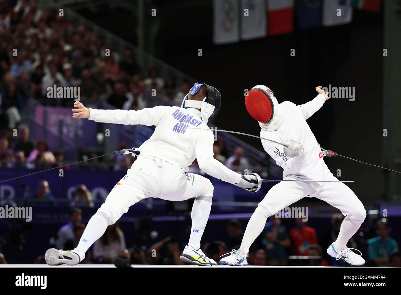 Paris, France. 28th July, 2024. (L-R) Tibor Andrasfi (HUN), Koki Kano ...