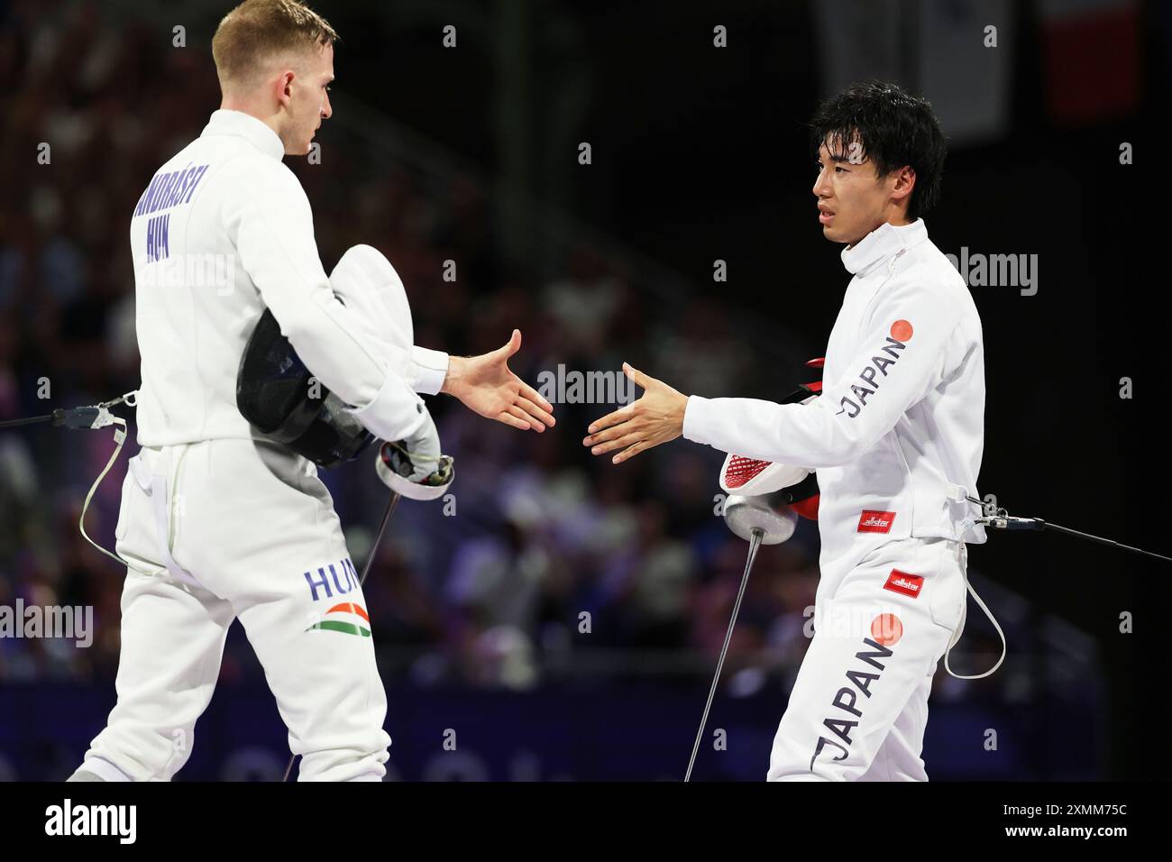 Paris, France. 28th July, 2024. (L-R) Tibor Andrasfi (HUN), Koki Kano ...