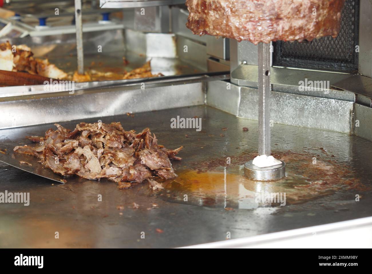 rotating traditional gyros meat close up Stock Photo - Alamy