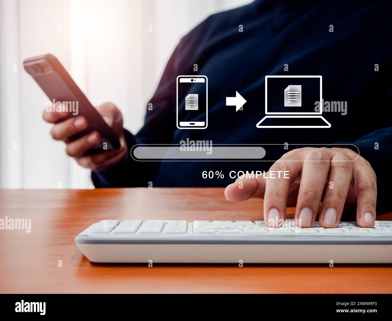 File Transfer Data Migration Transmission Backup Files Concept Loading Progress Bar And
